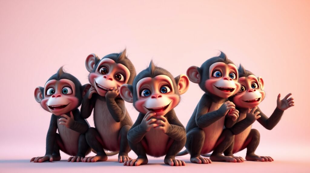 Five Little Monkeys Story for Kids | Fun Moral Story With Cute Monkey ...